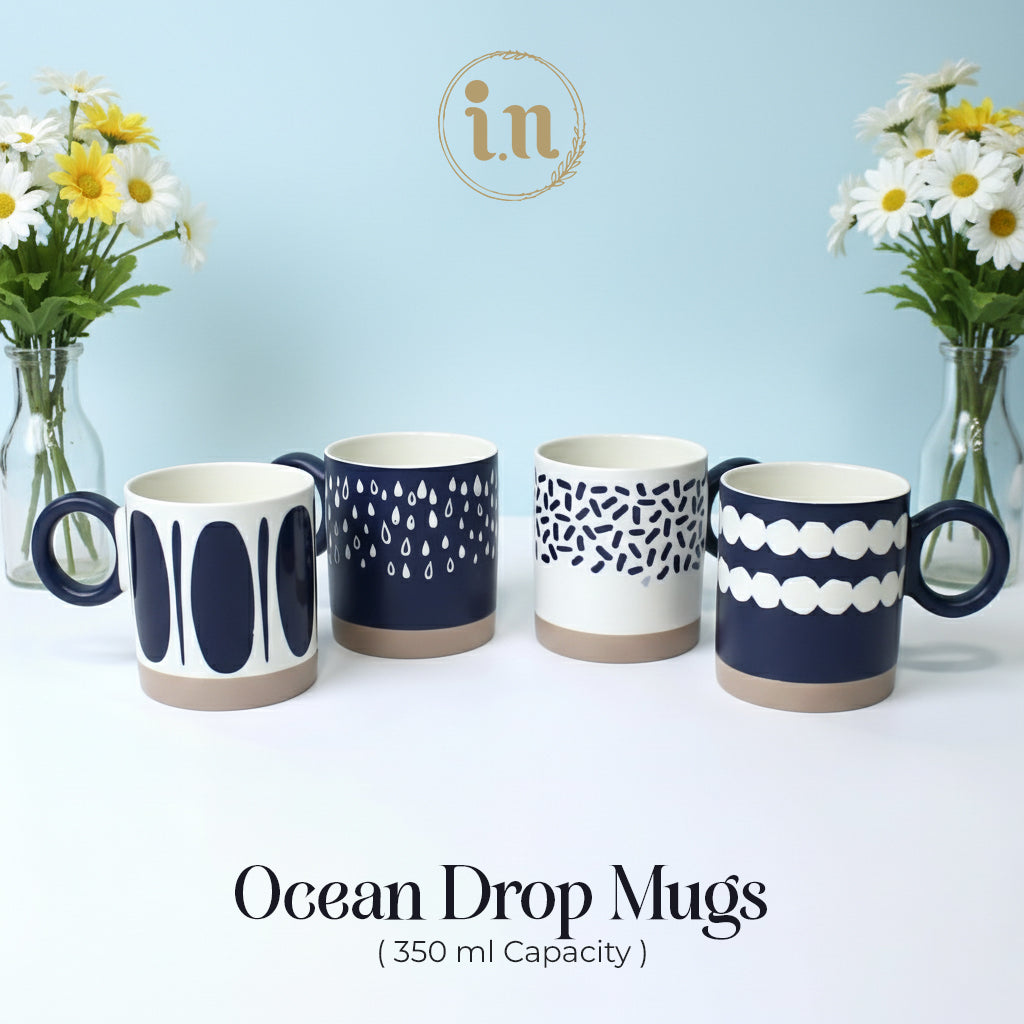 Ocean Drop Ceramic Mugs – Artistic Round Handle Cups | Imperial Nest ...