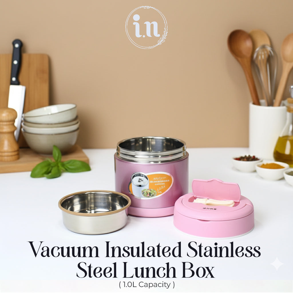 1L Stainless Steel Lunch Box – Vacuum Insulated, Portable Food Contain ...